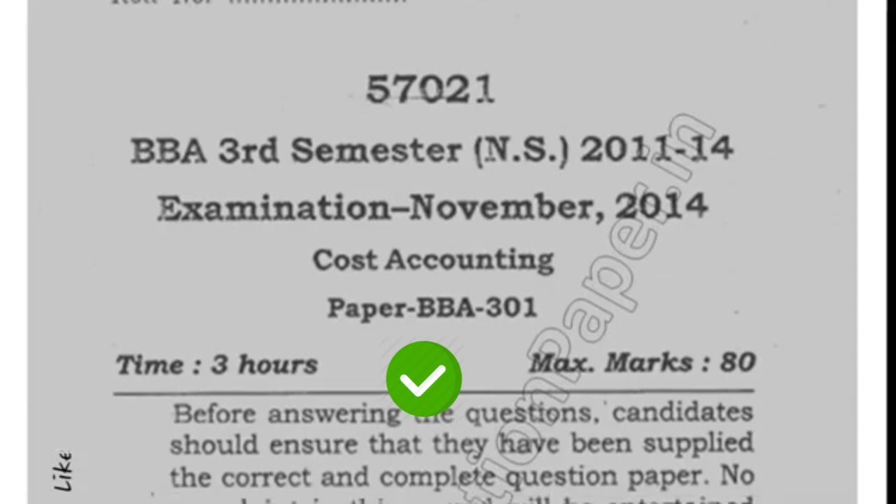 [2014] Mdu BBA 3rd Sem Cost Accounting Question Paper #MduQuestionPaper ...