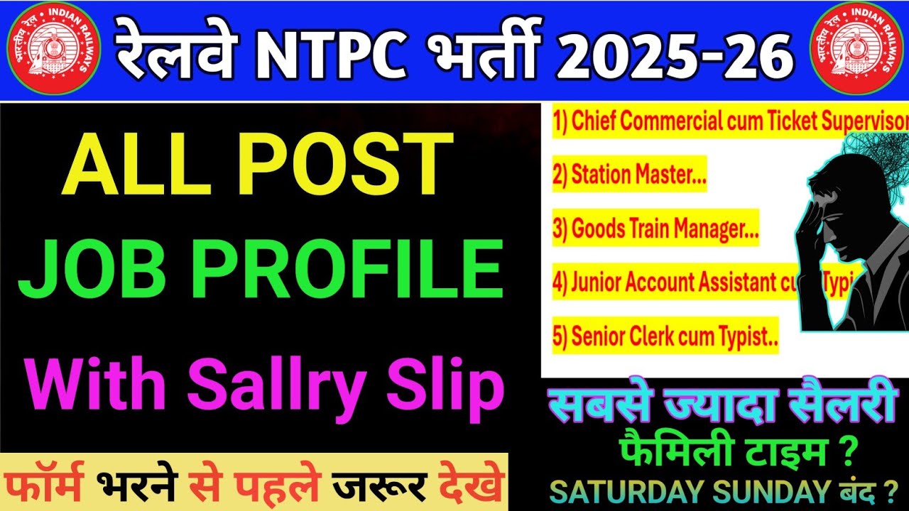 rrb ntpc job profile and salary |ntpc graduate post preference #rrbntpc ...