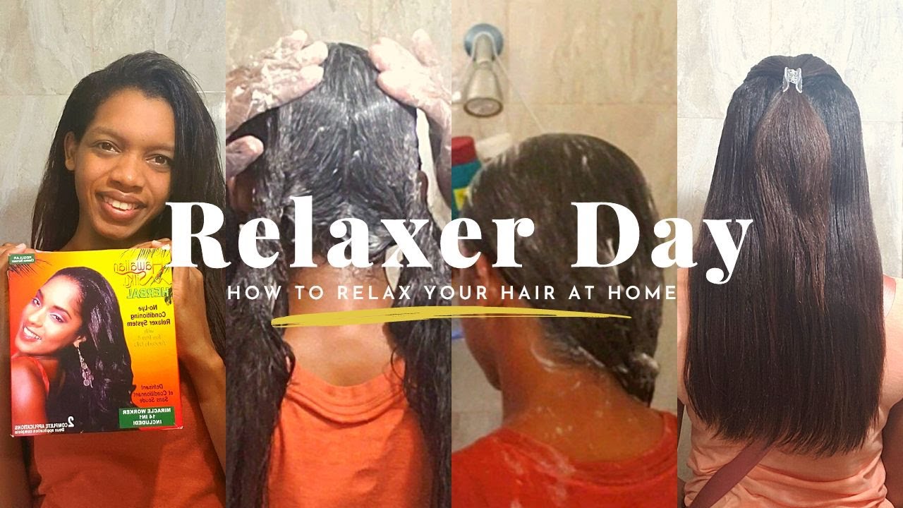 How To Relax Your Hair At Home| Relax Hair Routine - YouTube