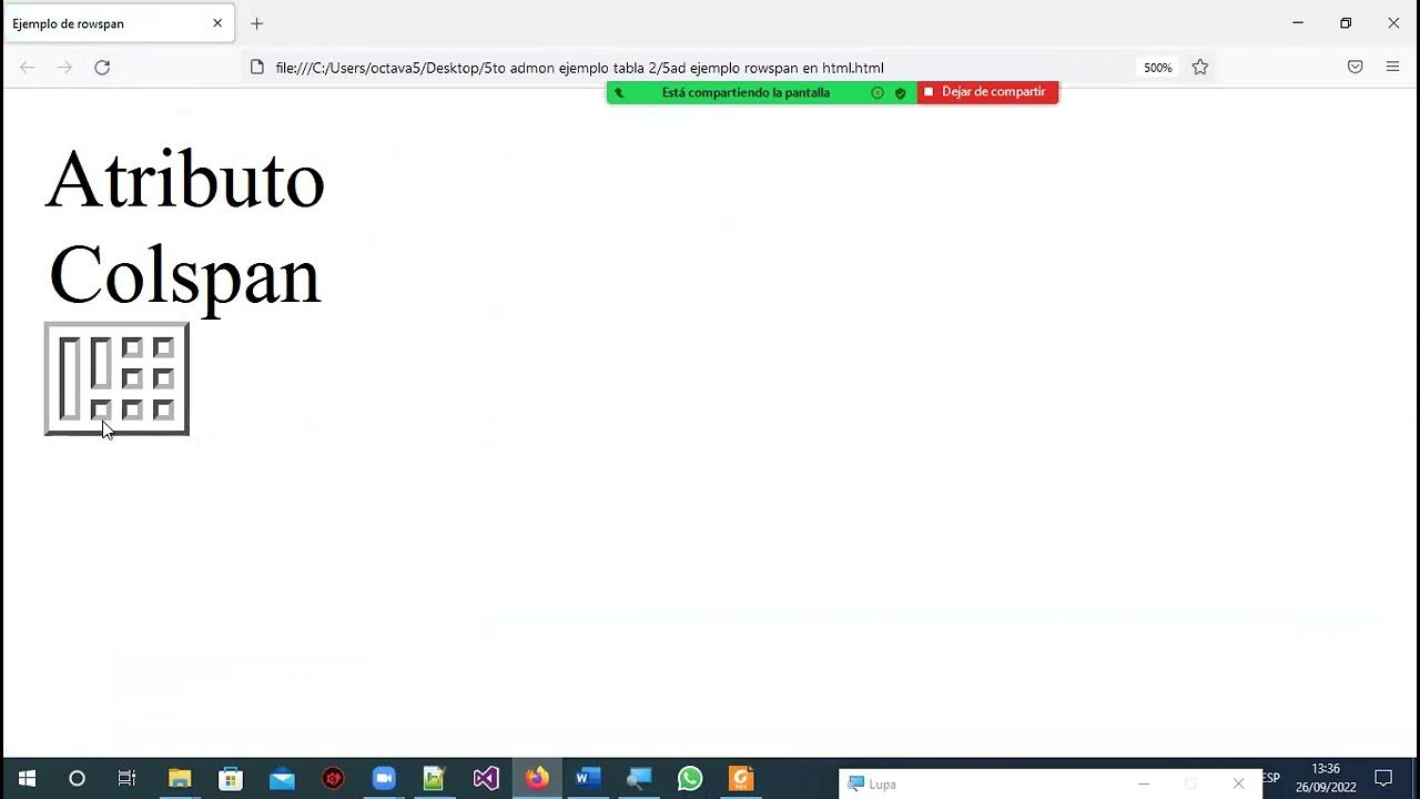 5to. Admón - Uso del atributo Rowspan en una tabla de HTML - YouTube
