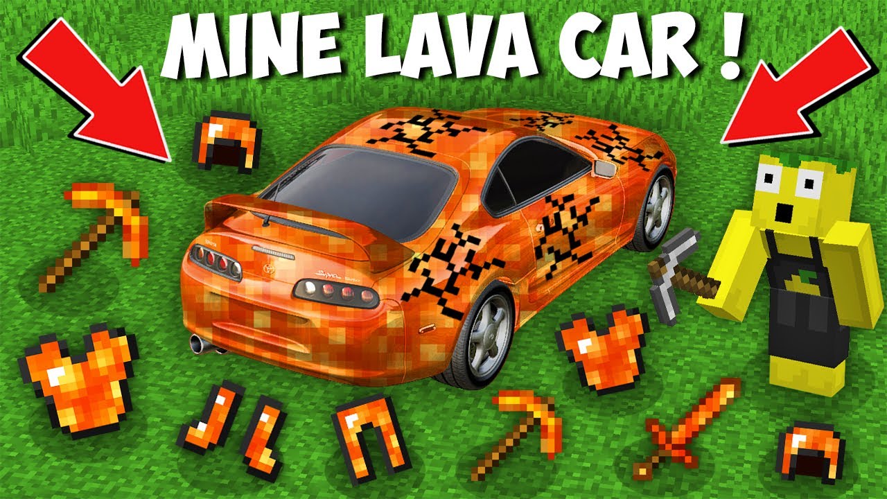 How to MINE SECRET ITEMS FROM LAVA CAR in Minecraft ! NEW TOYOTA SUPRA ...