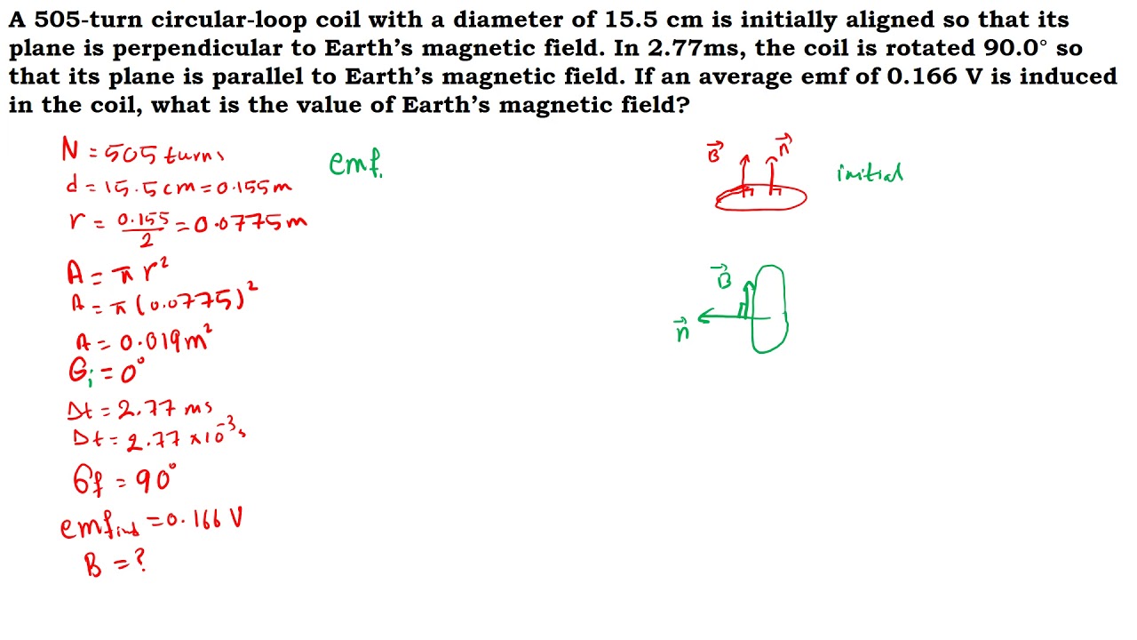 A 505-turn circular-loop coil with a diameter of 15.5 cm is initially ...
