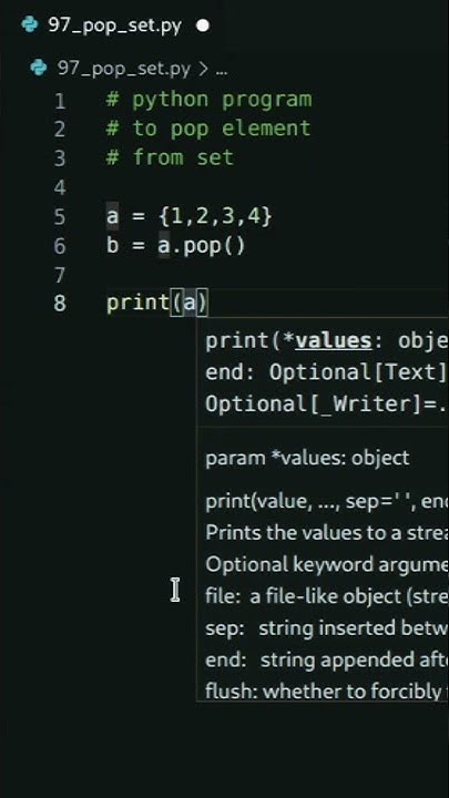 Python Program To Pop Element From The Set | Python Set | Pop | Tech Blooded | #Shorts - YouTube