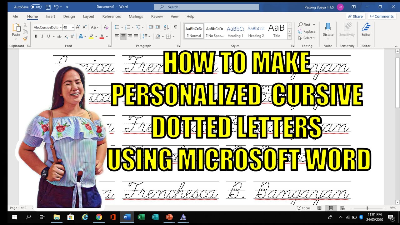 STEPS ON HOW TO MAKE PERSONALIZED TRACING CURSIVE DOTTED LETTERS USING MICROSOFT WORD YouTube STEPS ON HOW TO MAKE PERSONALIZED TRACING CURSIVE DOTTED LETTERS USING MICROSOFT WORD YouTube