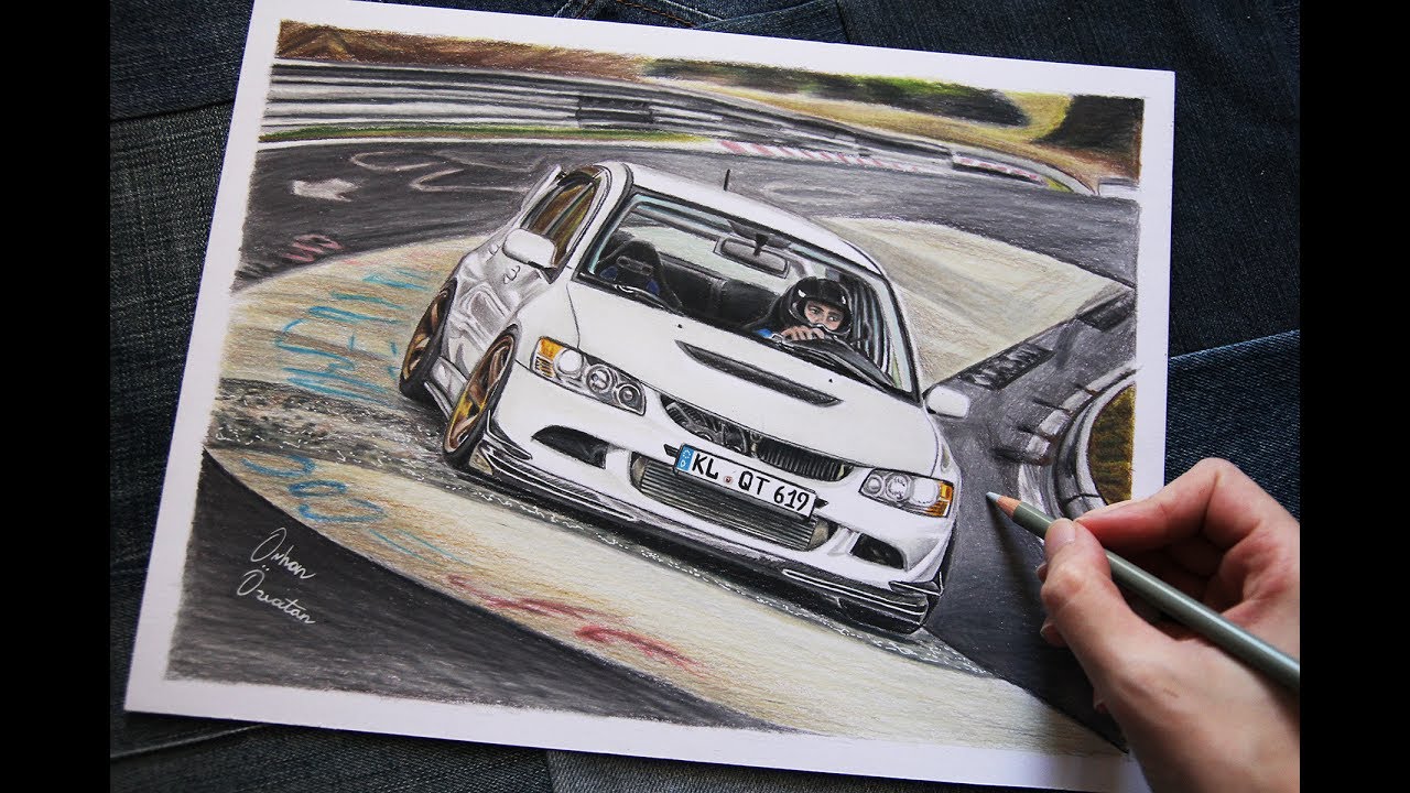 Mitsubishi EVO 8 at The Green Hell | USA | Car Drawing - YouTube