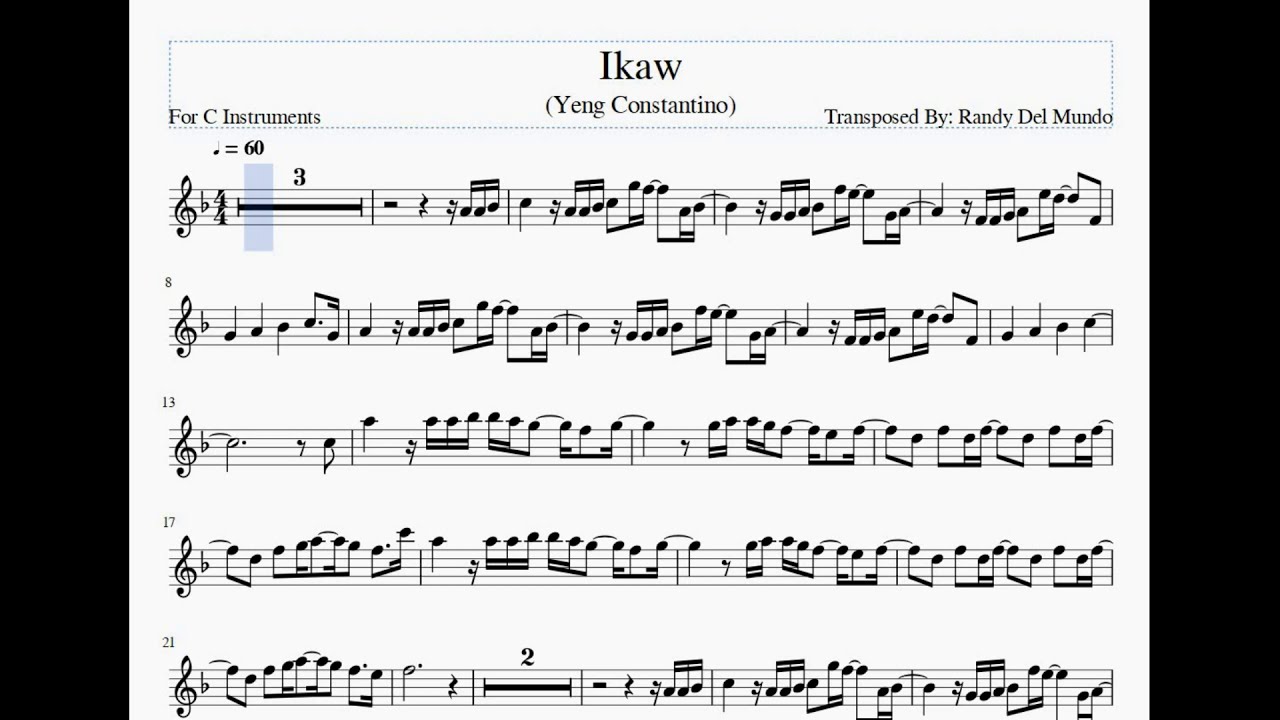 Ikaw by Yeng Constantino - Flute / C Instruments Play Along Music Sheet ...
