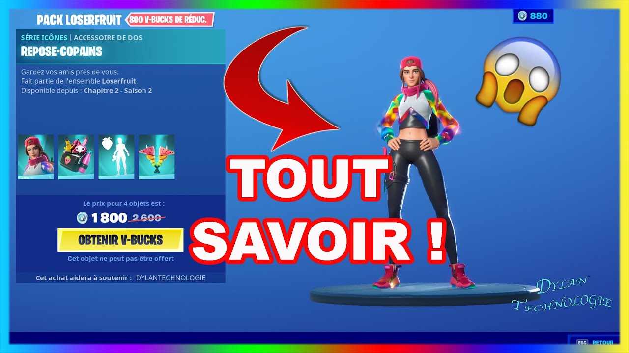 SKIN ICON LOSERFRUIT ET ENFIN DISPONIBLE SUR FORTNITE + EMOTE ECT ...