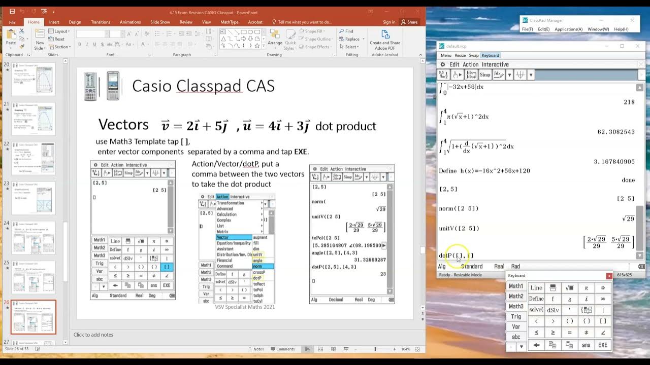 Casio Classpad Vectors - YouTube