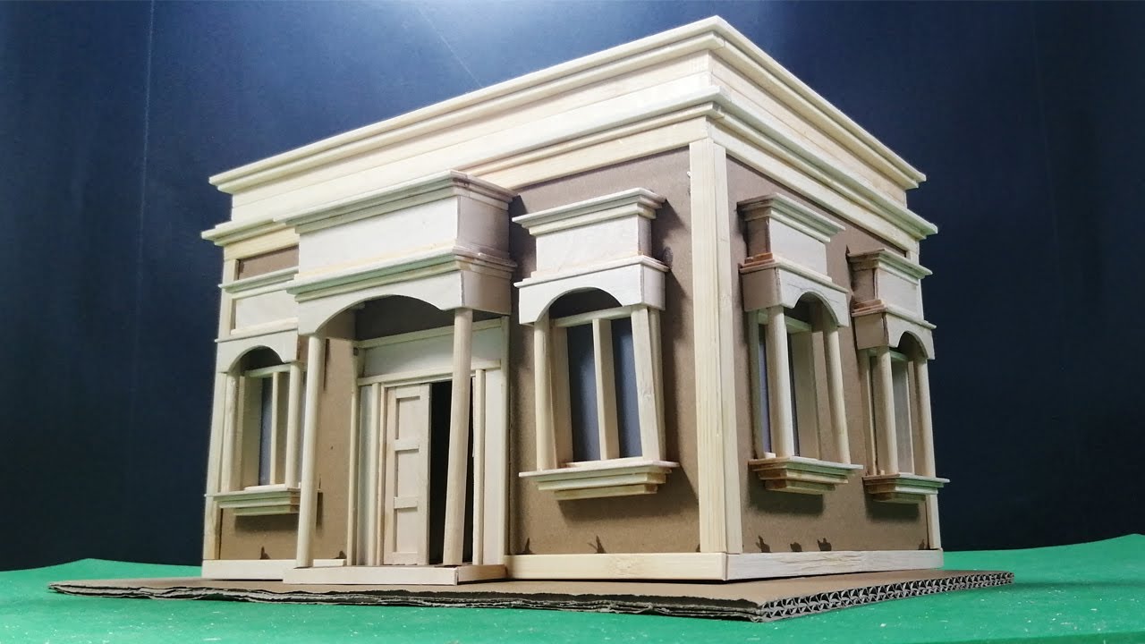 How to Make Miniature House from Cardboard and Barbeque Stick - YouTube
