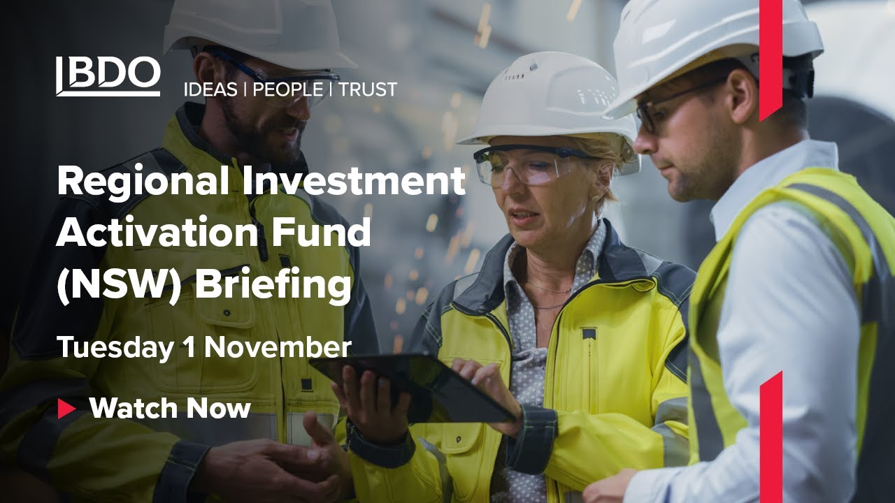 Regional Investment Activation Fund (NSW) Briefing - YouTube