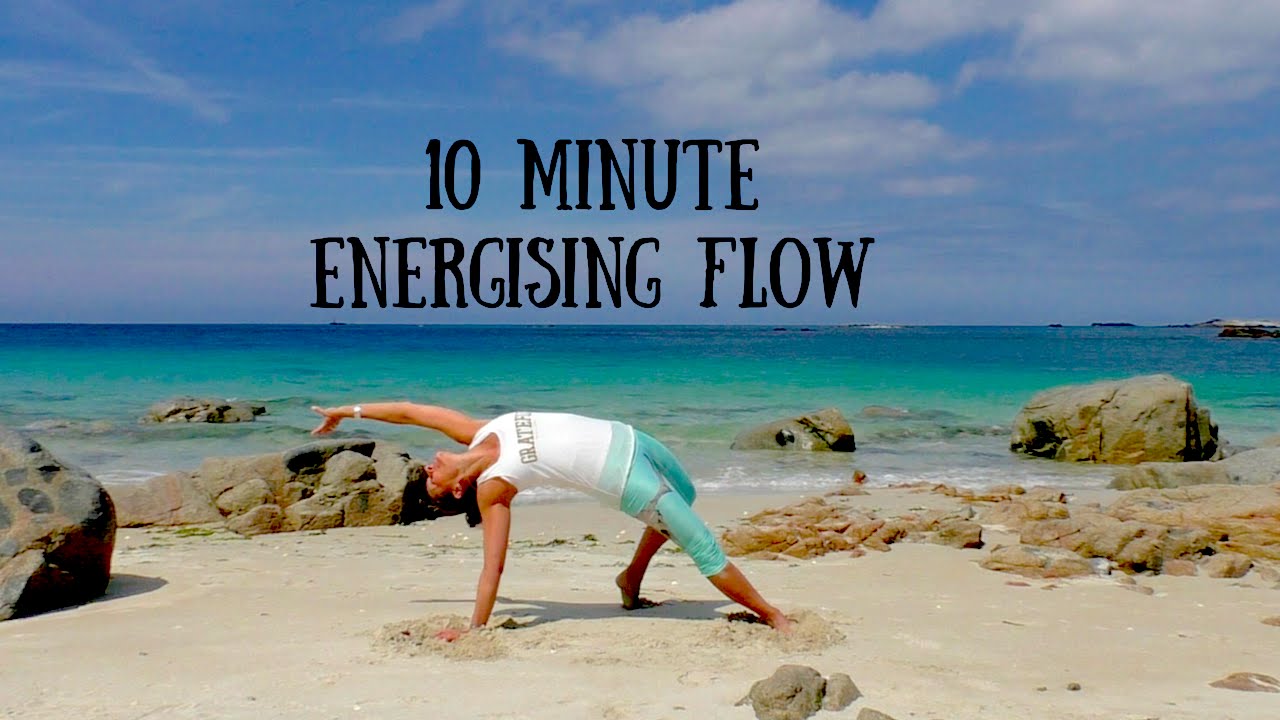 10 Minute Energising Beach Yoga Flow - YouTube