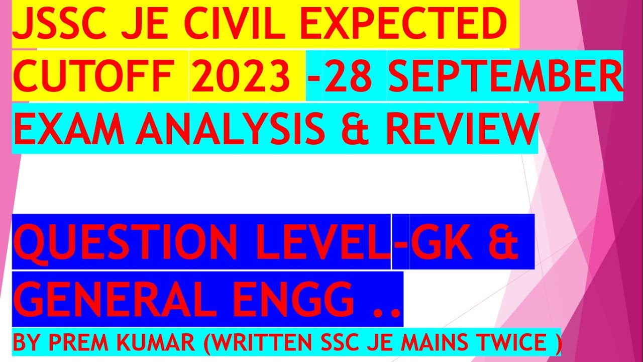 JSSC JE Exam Review Today/Analysis 2023 | JSSC JE Civil Expected Cutoff ...