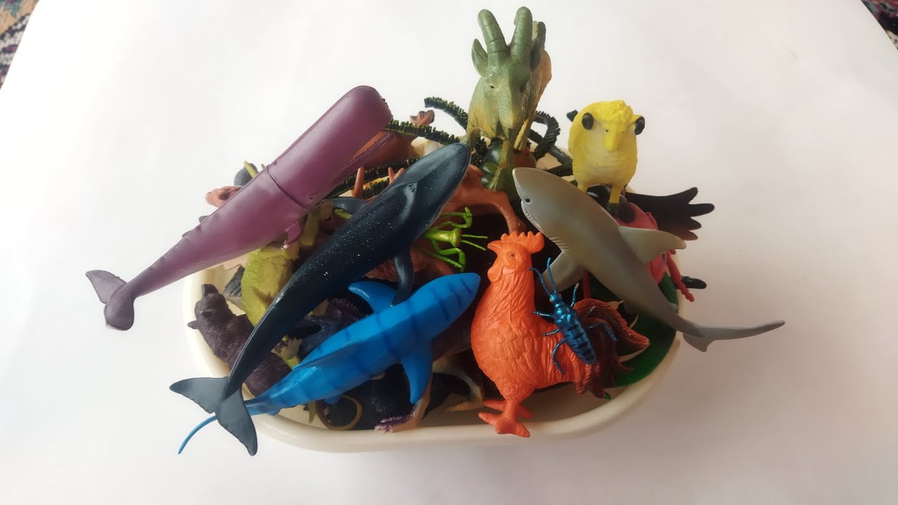 Unboxing of zoo animal toys tiger lion elephant horse rhinoceros ...