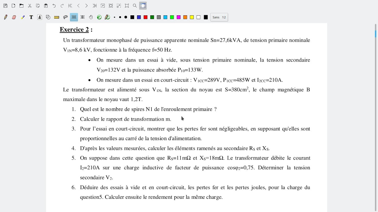 Correction exo2 #TRANSFORMATEUR - YouTube