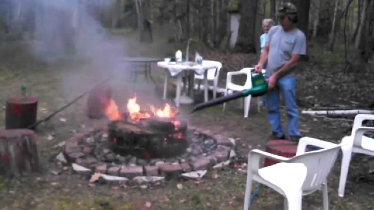 fire pit smoke blower - YouTube