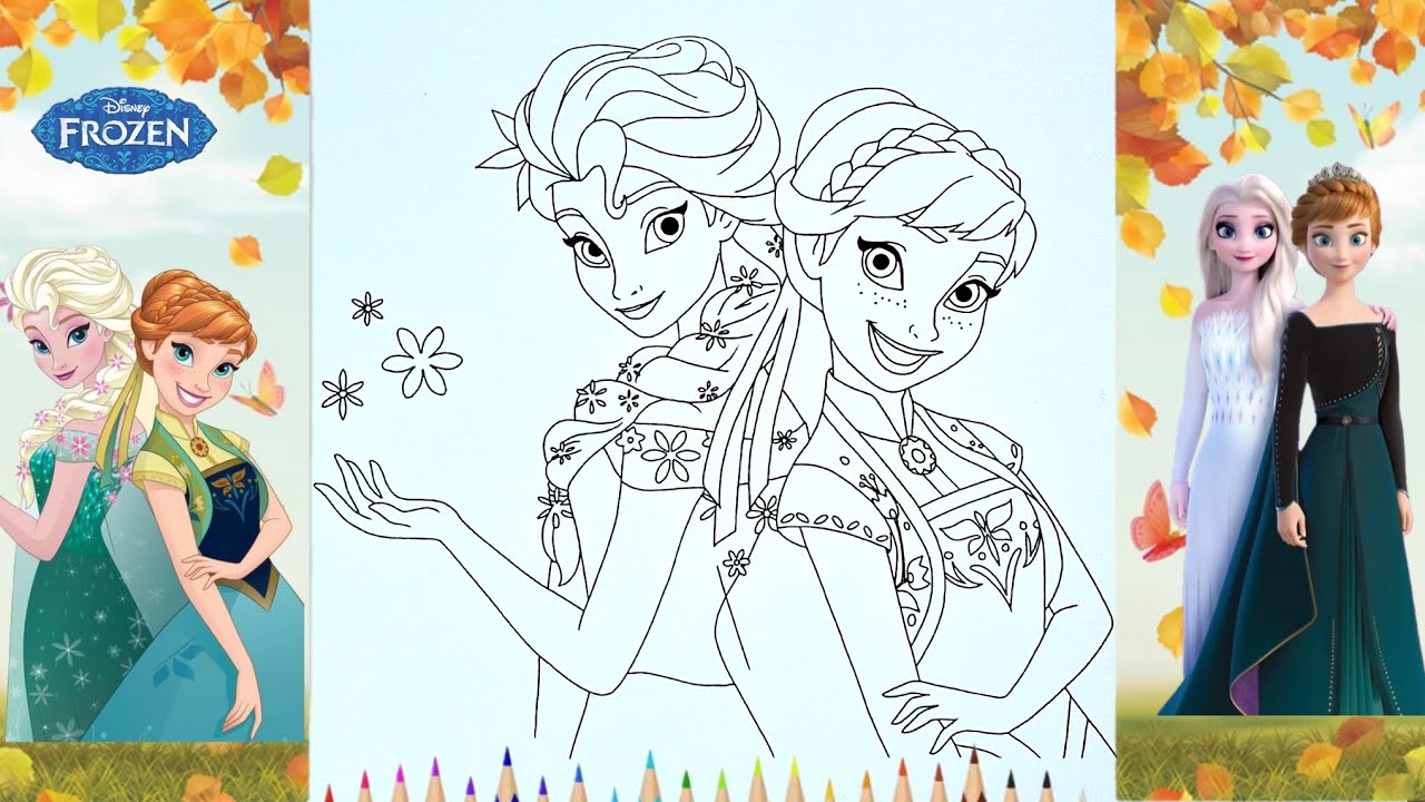 Frozen Anna and Elsa Coloring 💕 | Disney Frozen ️ - YouTube