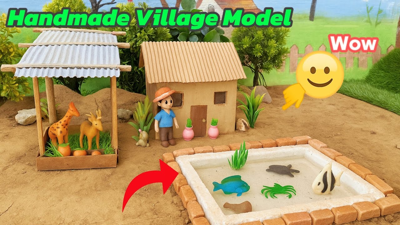 Handmade Village Model with Pond & Animals | Satisfying DIY Model - YouTube