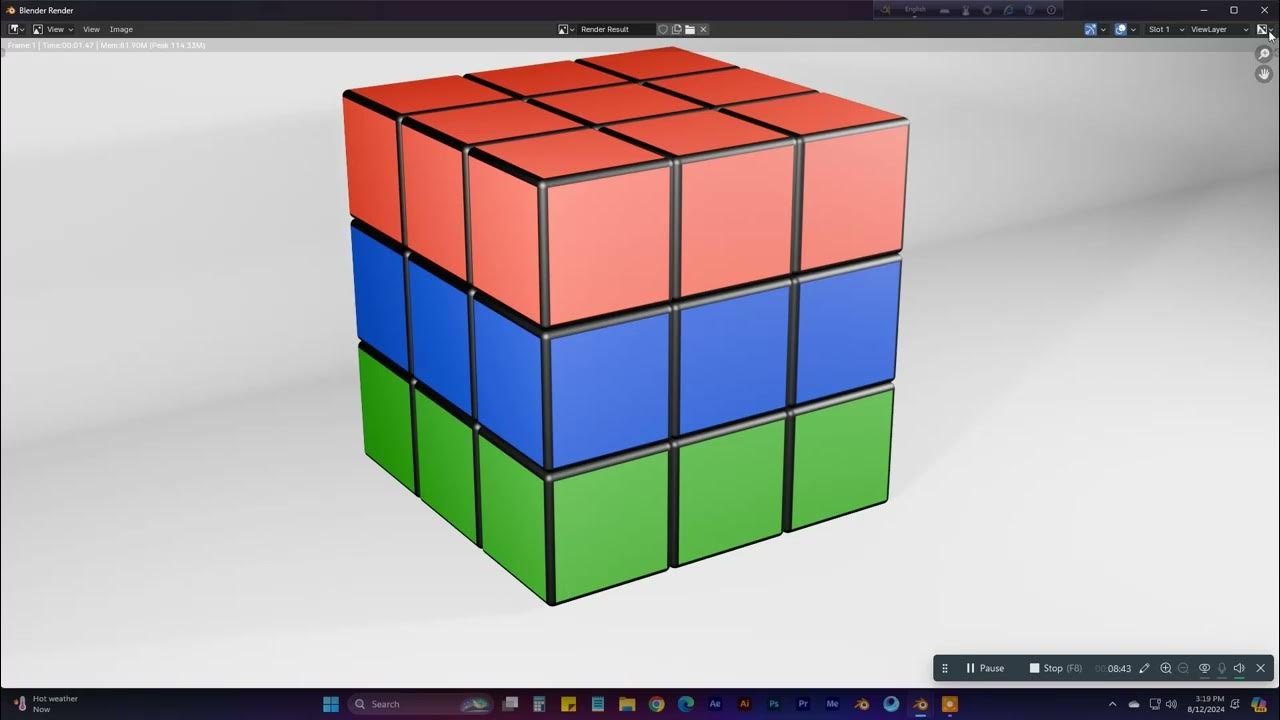 How to Rubik's cube 3D modeling in blender 4.1 - YouTube