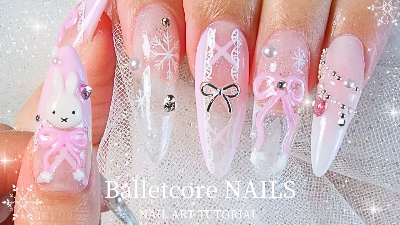 Balletcore Nails | Miffy Nails | Make Nails ASMR | Nail Art Tutorial ...