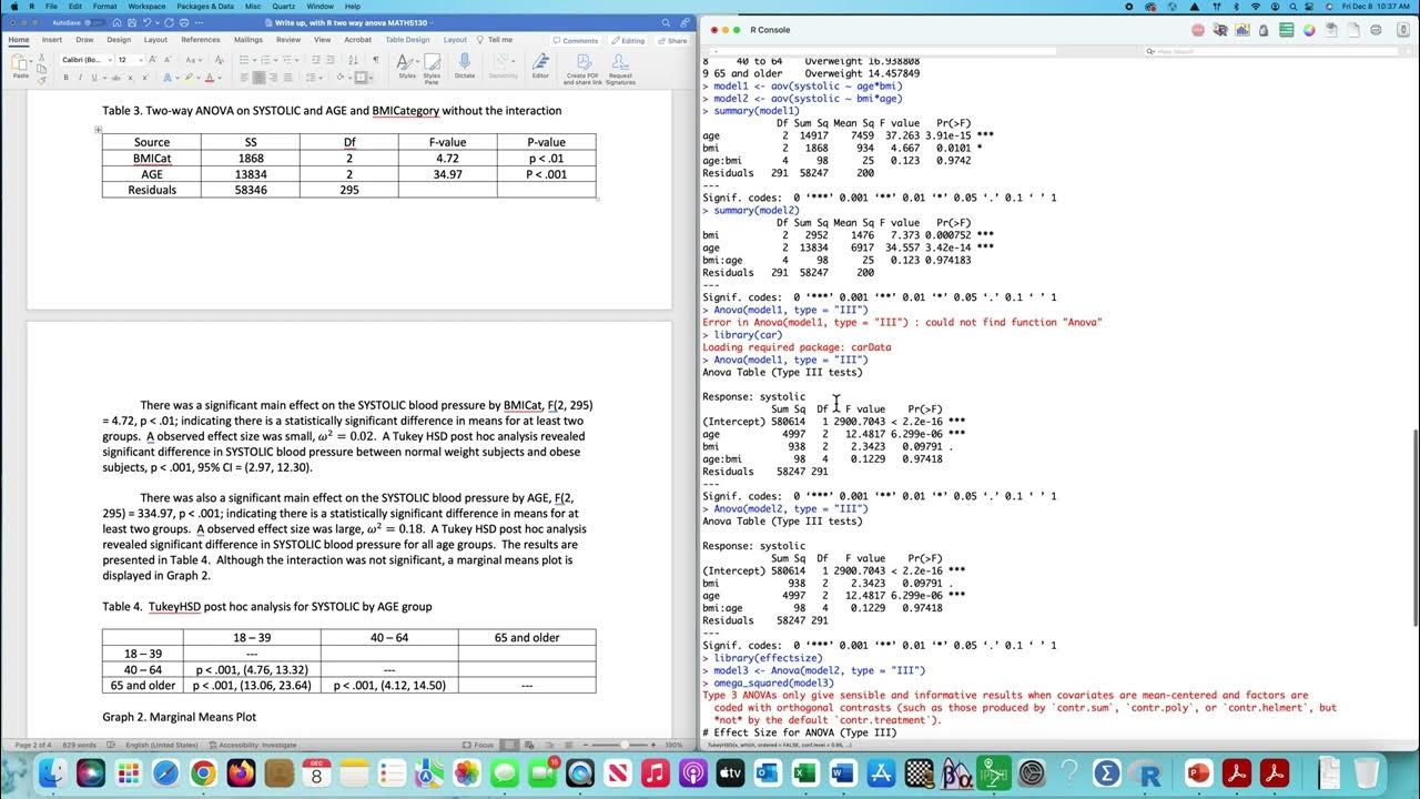 Two Way ANOVA, presenting the results with R, part II, MATH5130 - YouTube