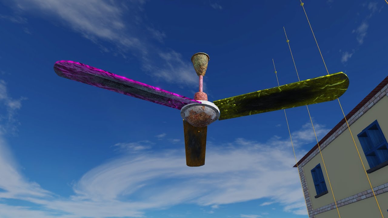 Super Rare Rusty Wobbly Ceiling Fan Invention Outside City - YouTube