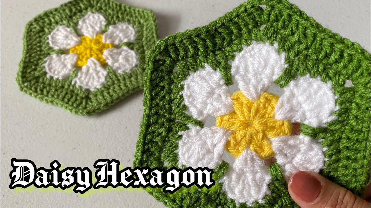 Easy Crochet Daisy Hexagon Tutorial - YouTube