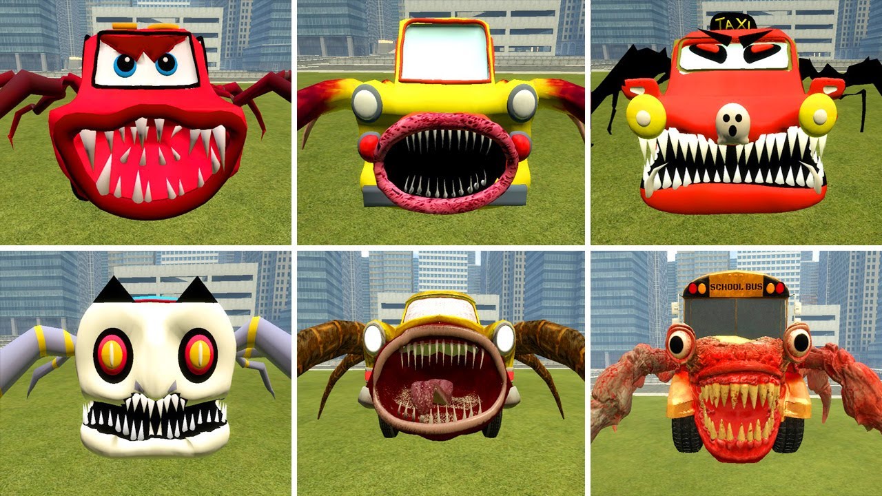 EVERYTHING TURN INTO MONSTER: SCHOOL BUS EATER, CARS EATERS, RED CAR ...