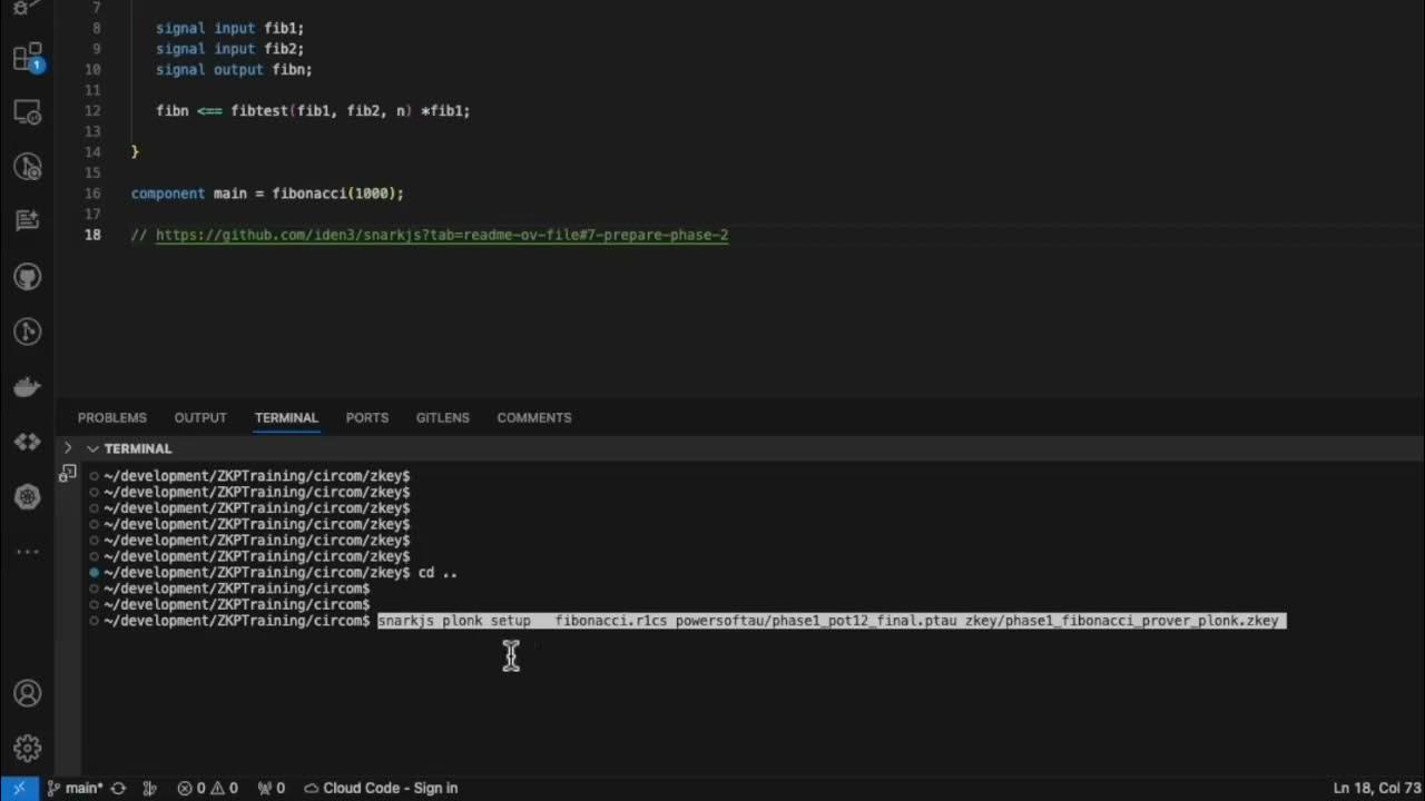 ZKP Programming - Circom - 1-4-6 - Fibonacci - Proving and verifying keys - YouTube