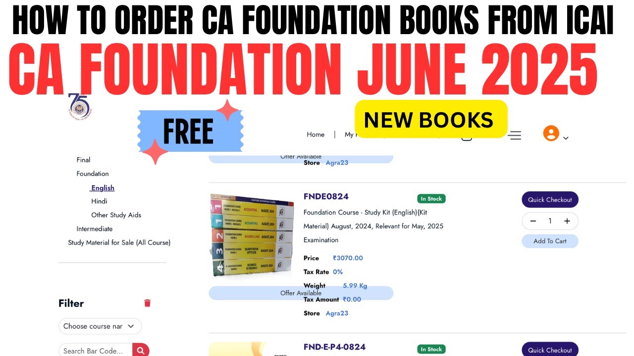 How to Order CA Foundation New Books June 2025 Exams From ICAI | CA ...