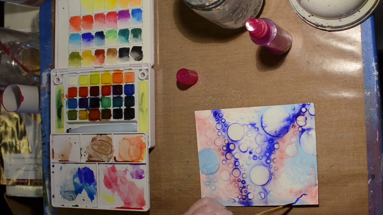 Watercolor and Molding Paste Circles - YouTube
