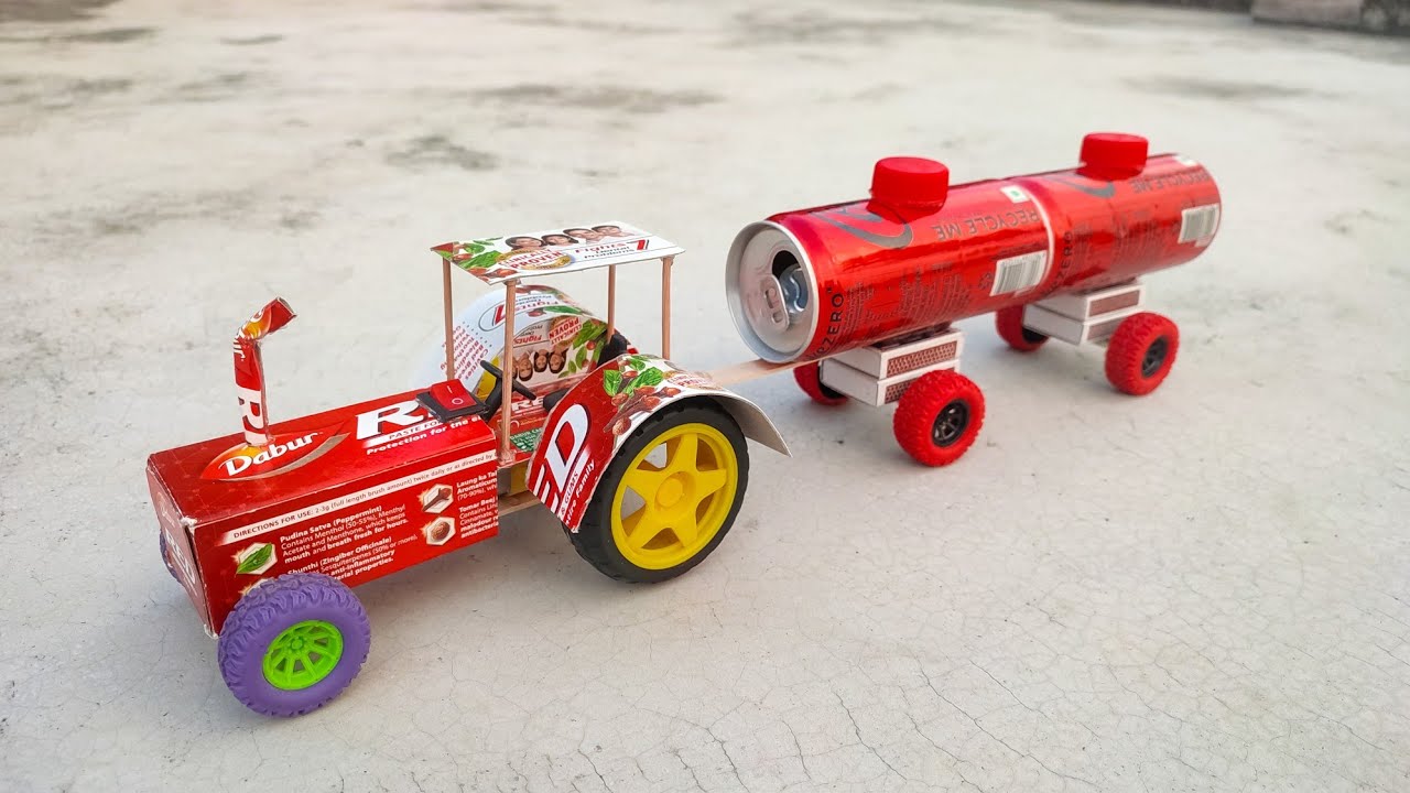 How to Make a Water Tank Tractor 🚜 Trolley - DIY Colgate Tractor Water ...
