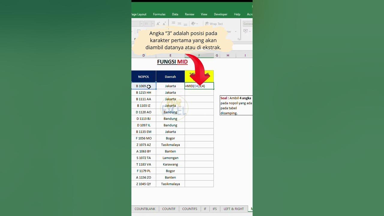 Fungsi MID di Excel #excel #tutorialexcel #belajarexcel #fungsiexcel #shorts - YouTube