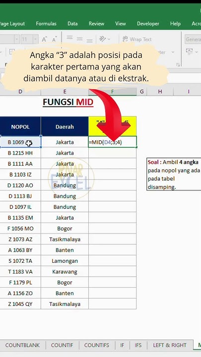 Fungsi MID di Excel #excel #tutorialexcel #belajarexcel #fungsiexcel #shorts - YouTube