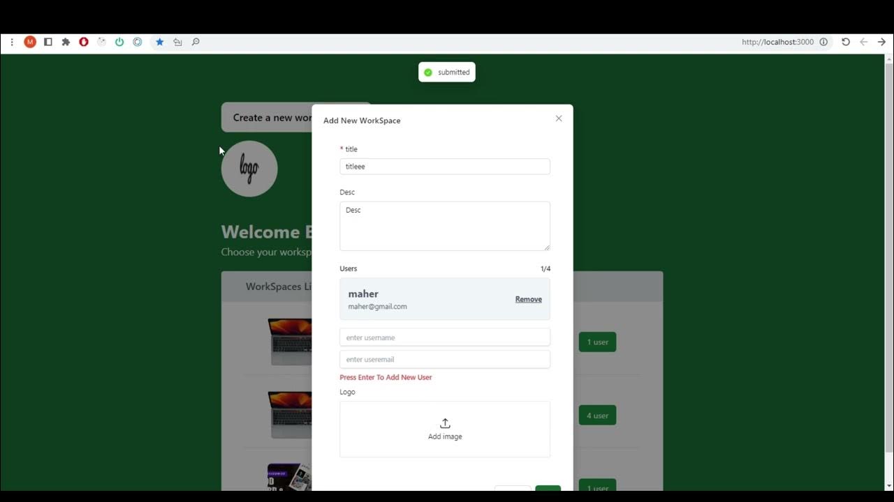 workspace crud nextjs mongodb firebase - YouTube