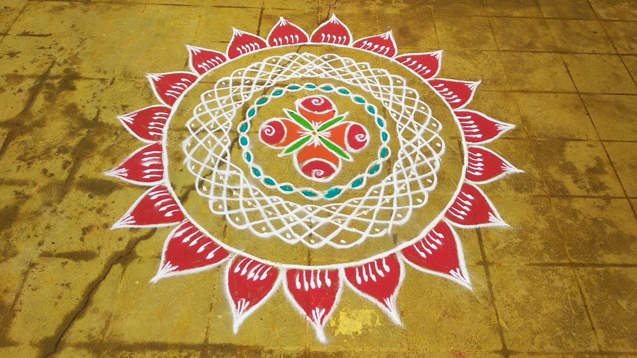 muggulu with colours\\simple and easy muggulu\\daily muggulu - YouTube