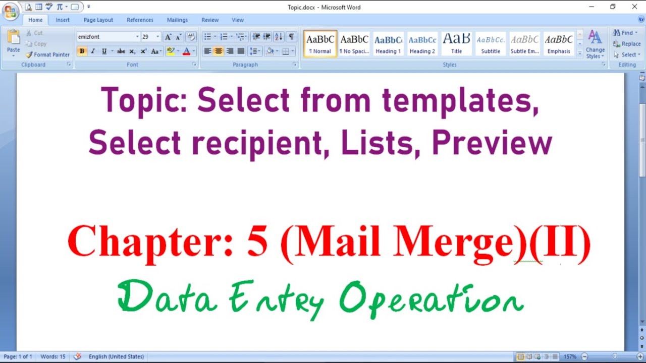 Mail Merge | Part 2 | Data Entry Operation | Chapter 5 | Computer Basic | 10th & 12th NIOS | S2 ...