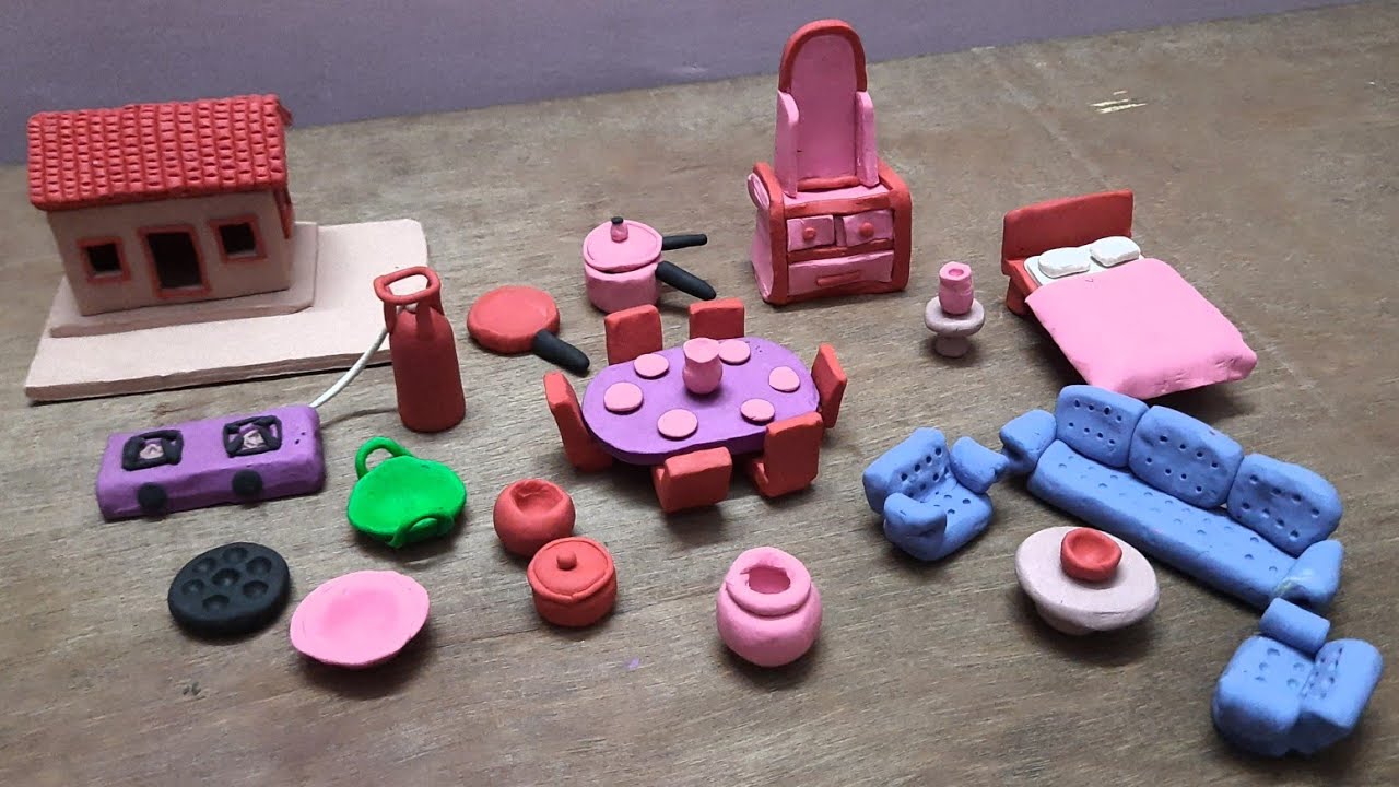 Home appliance cooking toys making with clay /hand made kitchen set ...