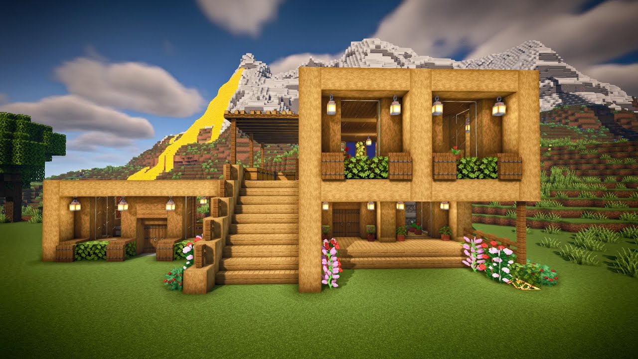 Minecraft: How To Build a Modern Wooden House - YouTube