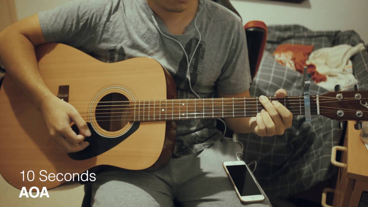AOA (에이오에이) - 10 Seconds Acoustic Guitar Chords/Tutorial 기타 코드 - YouTube
