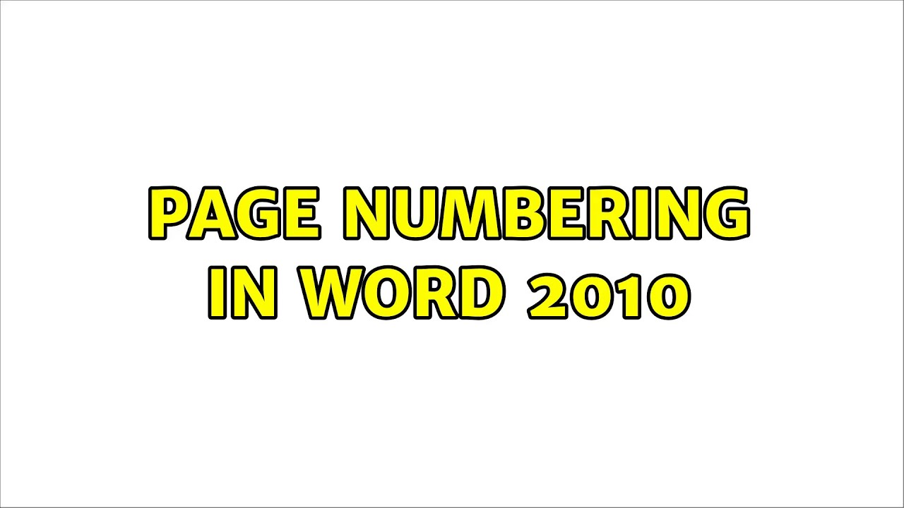 Page Numbering In Word 2010 YouTube Page Numbering In Word 2010 YouTube