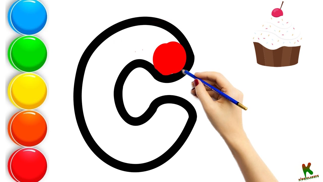 How to write alphabet 'C' ! Cake 🎂! ABCDE, Abc ,Preschool, Draw Capital ...