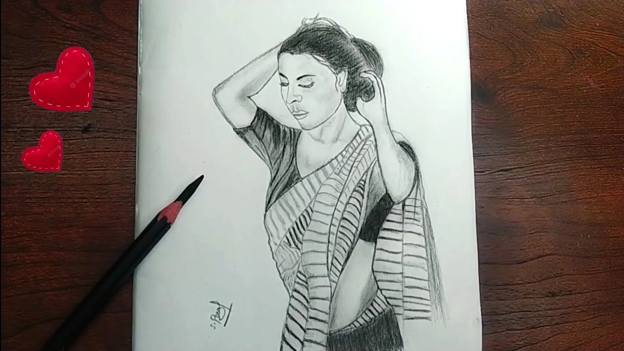 How to draw a Beautiful Traditional Girl very easy | Saree drawing ...