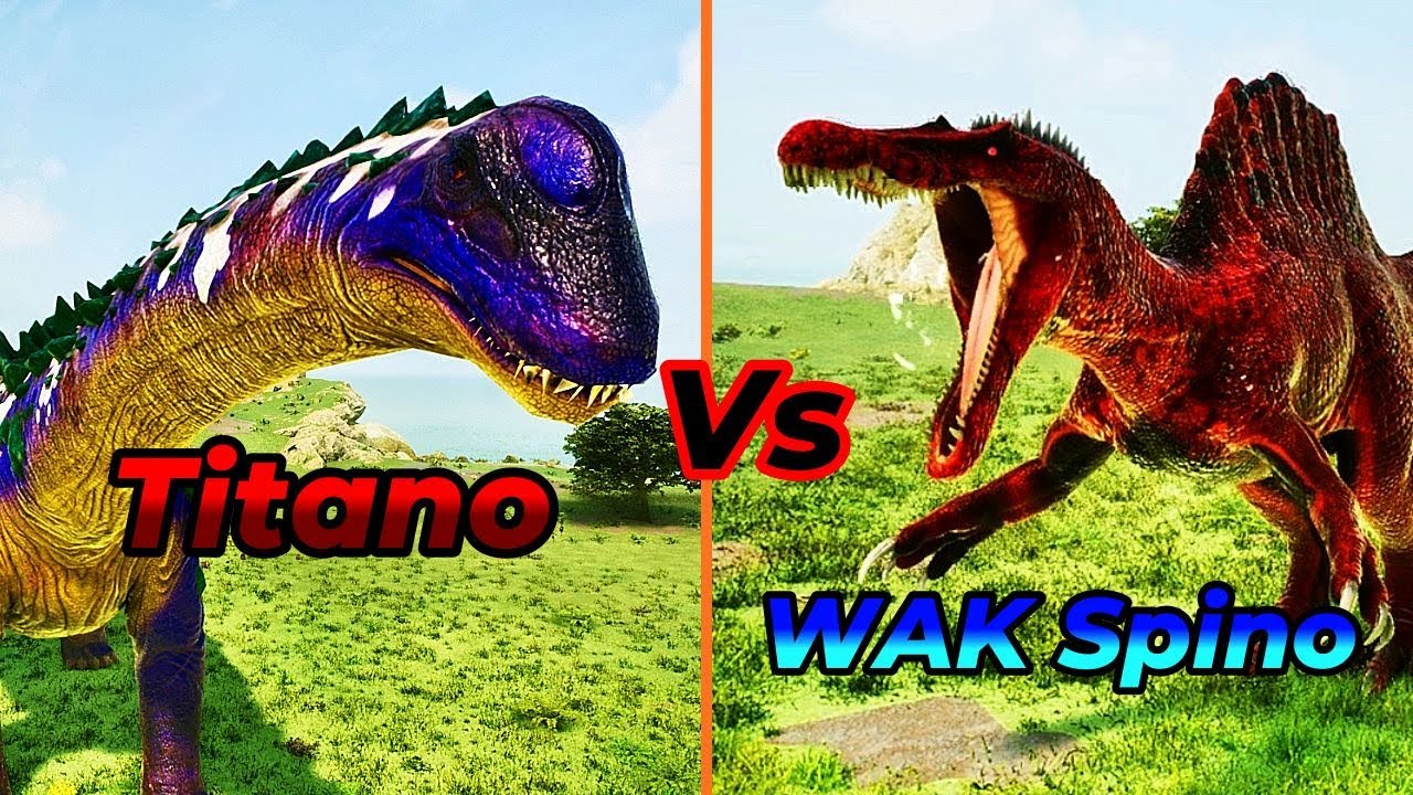 WAK Spino Vs Titanosaur | Ark survival ascended | Ark mods | Ark ...