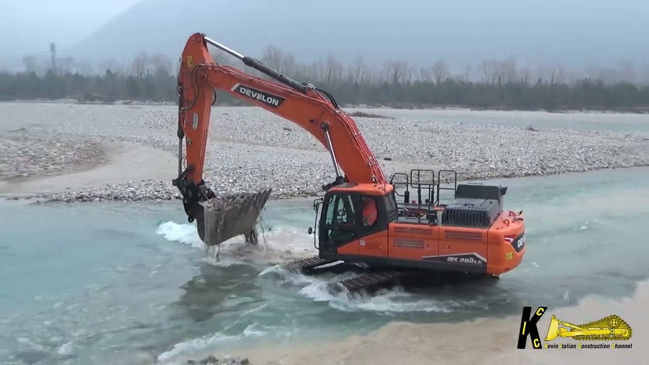 DEVELON DX380 EXCAVATOR Digging Gravel Under Water PT 2 #develon #excavator #heavyequipment # ...