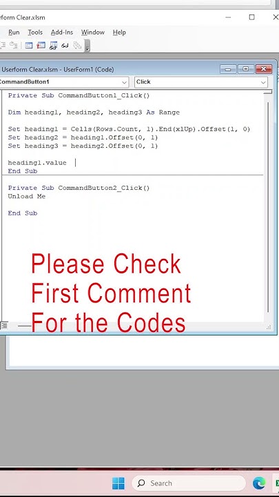 Code for Submit button of UserForm #excel #vba - YouTube