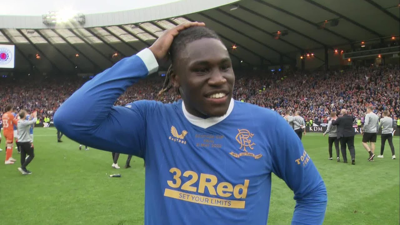 Rangers' Calvin Bassey speaks after winning the Scottish Cup in extra ...