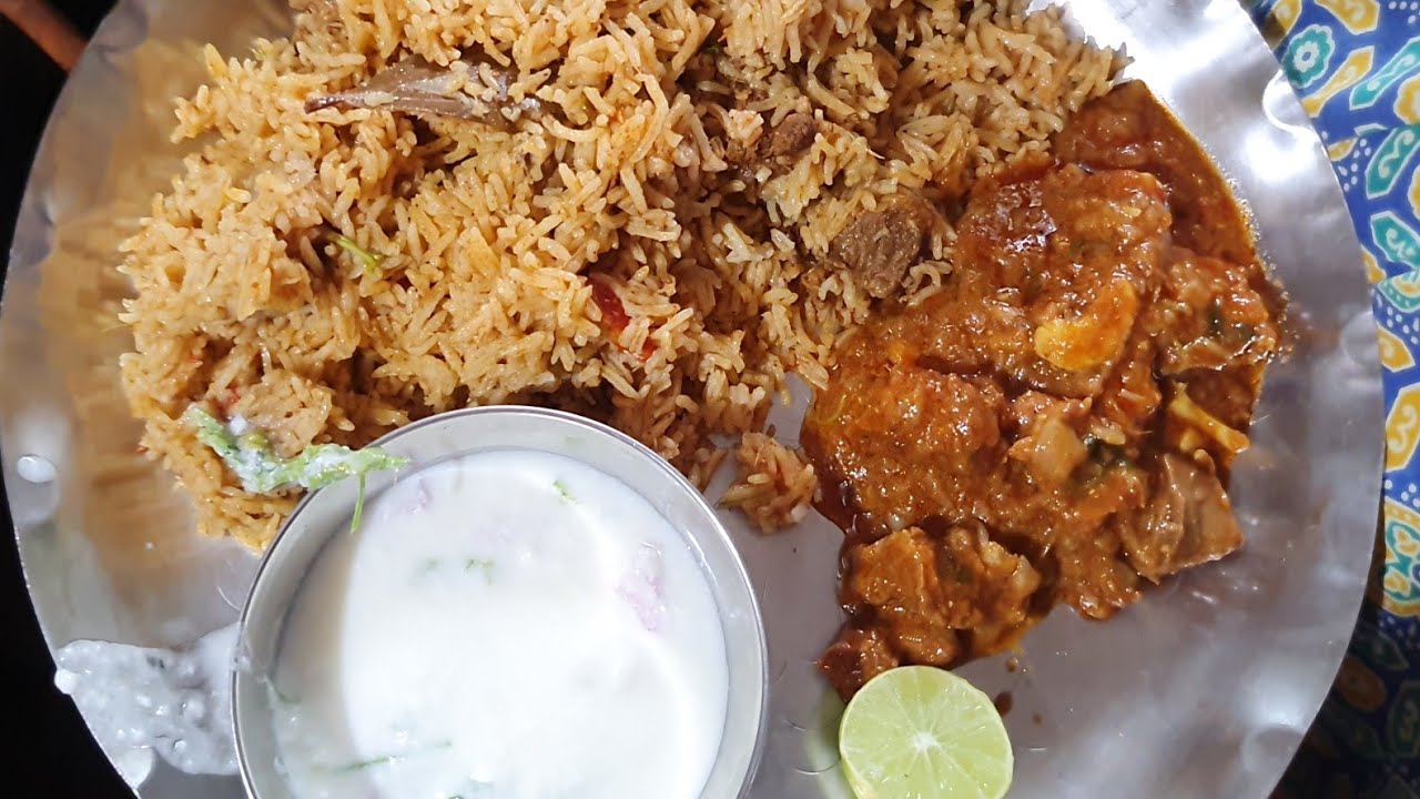 👉👩‍🍳 Andhra Dinner MUTTON Biryani and Mutton Gravy Recipe in Telugu # ...