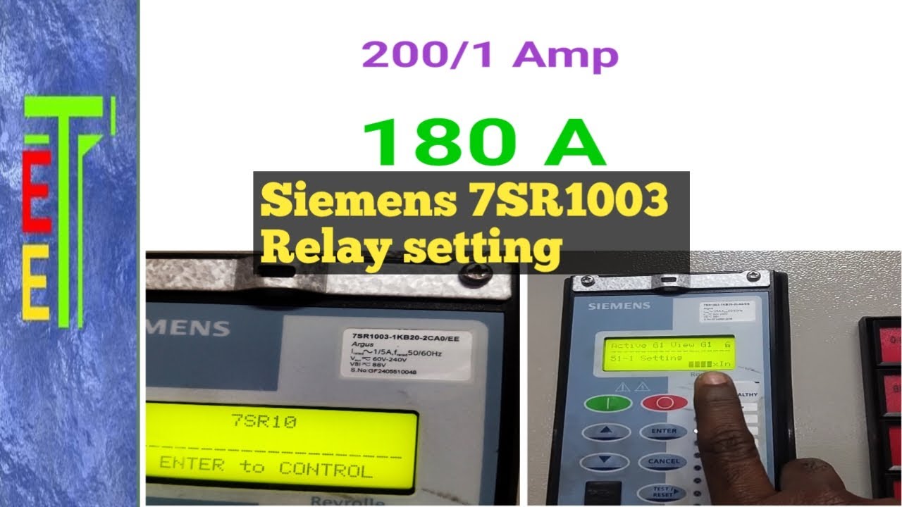 Siemens 7SR1003 relay setting - YouTube