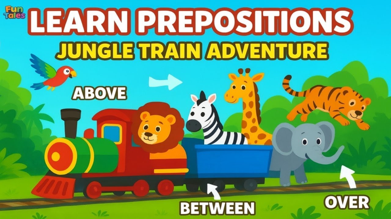 Learn Prepositions for Kids | Jungle Train Adventure with Animals 🚂🦁 ...