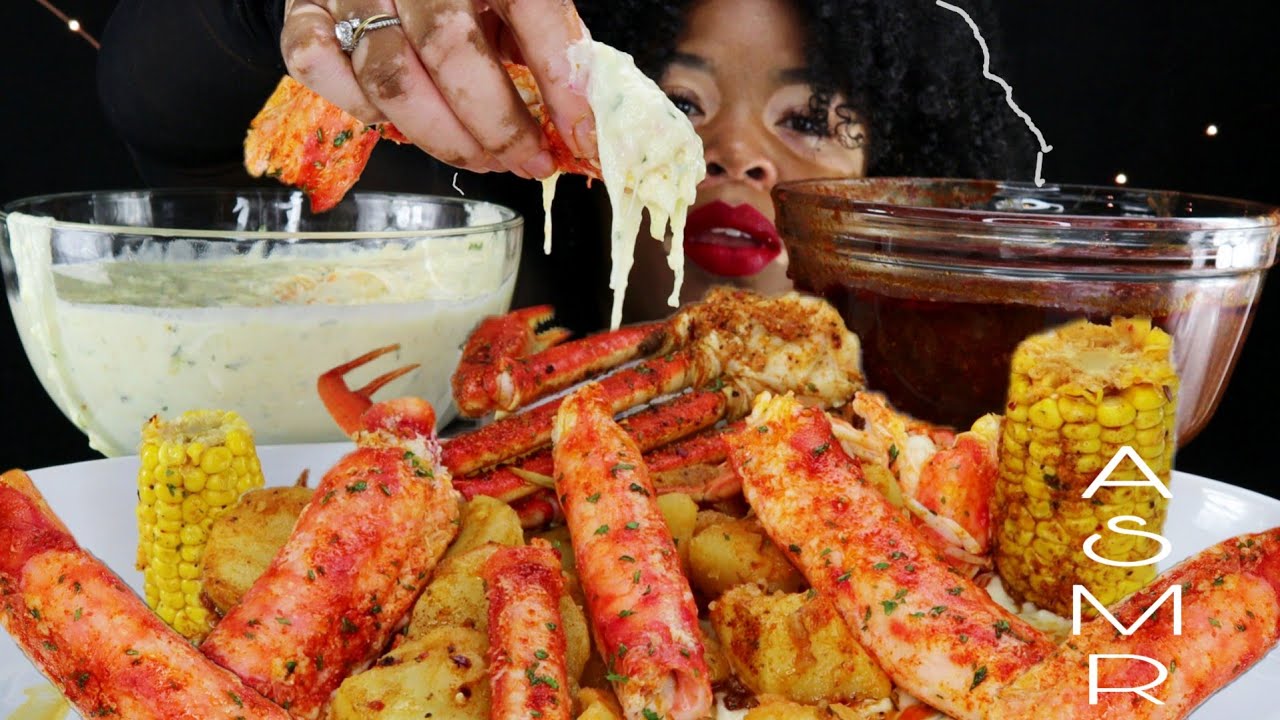ASMR | KING CRAB SEAFOOD BOIL | ALFREDO SAUCE MUKBANG | BEST SOUNDS ...